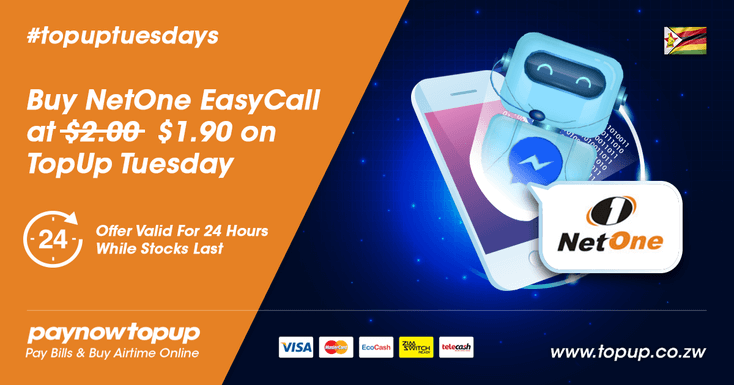 Buy your NetOne Easy Call $2 Voucher at $1.90 on #topuptuesday only on ...